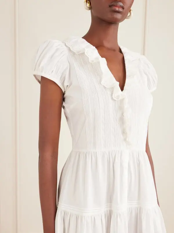 DÔEN Eliette Ruffle-trim Midi Dress