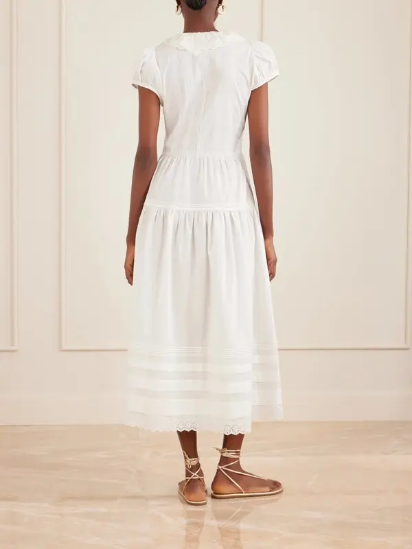 DÔEN Eliette Ruffle-trim Midi Dress