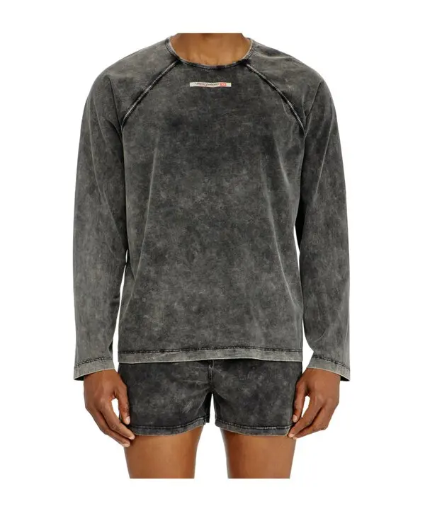 DIESEL® Cotton Pijama Top With Logo Patch