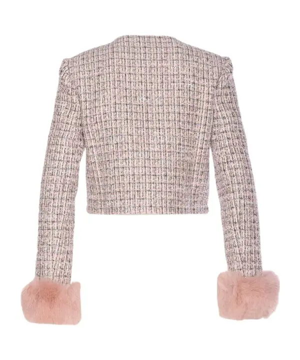 SELF-PORTRAIT Crew Neck Long-sleeved Jacket With Plush Cuffs