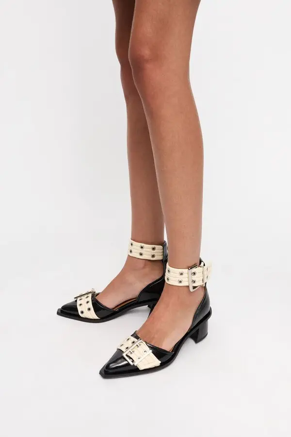GANNI Buckled Open Cut Pumps