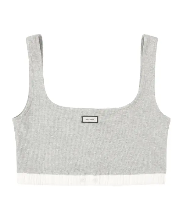 ENTIRE STUDIOS Ribbed Logo Bra Top - Grey