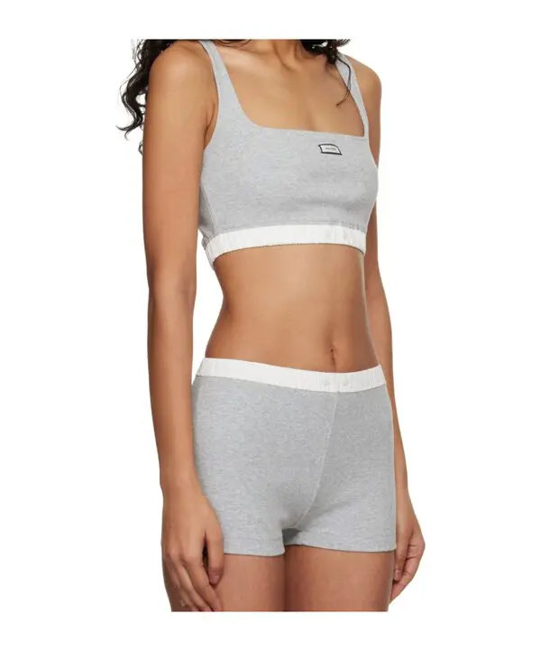 ENTIRE STUDIOS Ribbed Logo Bra Top - Grey