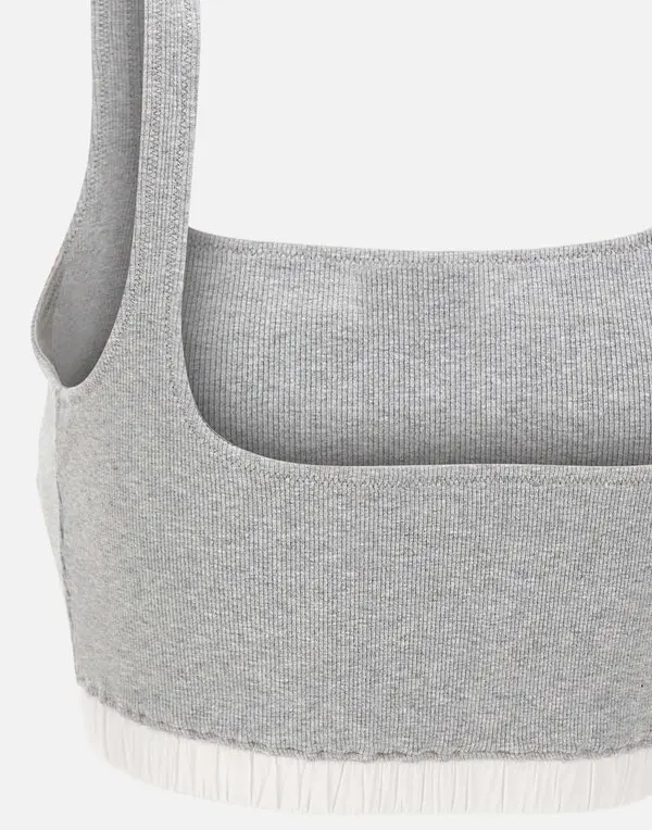 ENTIRE STUDIOS Ribbed Logo Bra Top - Grey
