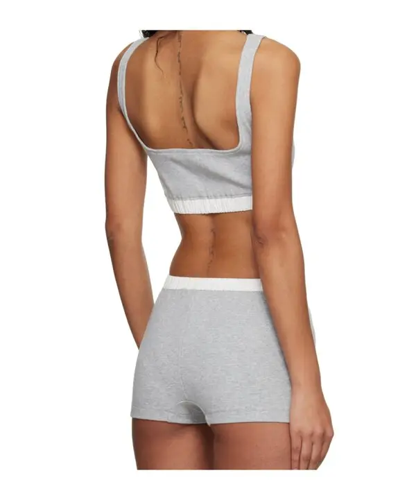 ENTIRE STUDIOS Ribbed Logo Bra Top - Grey