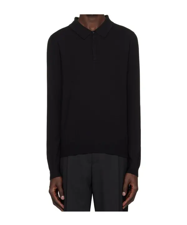 Hugo Boss Lapel Collar Knit Sweater - Black