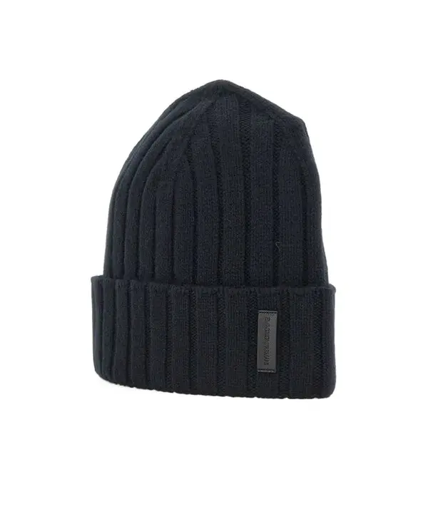 Emporio Armani Ribbed Wool Beanie - Black