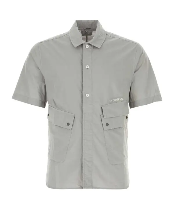 C.P. COMPANY Logo Embroidered Short Sleeved Shirt - Gray
