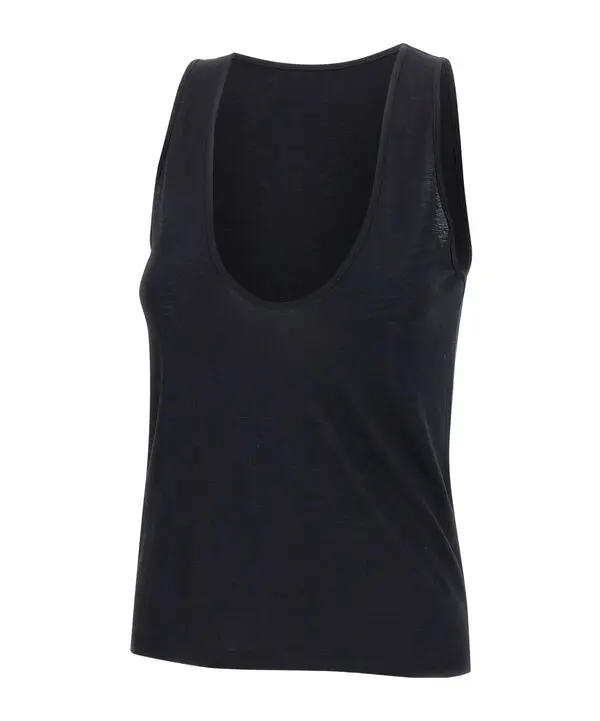 LOULOU STUDIO Albia Scoop Neck Sleeveless Top - Black