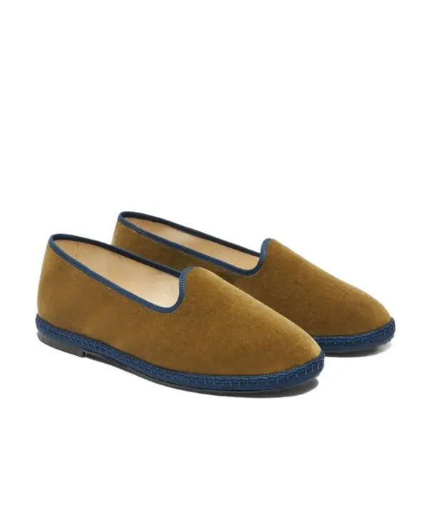 SCAROSSO William Iv Velvet Slippers - Green