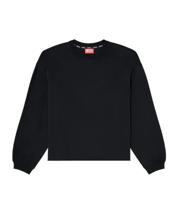 DIESEL® Peached Raw-hem Cotton Sweatshirt - Black