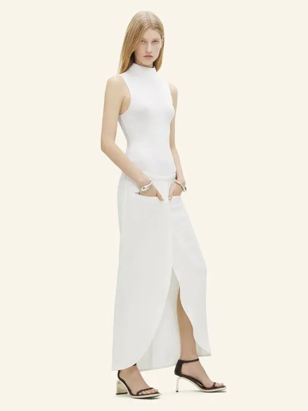 COURREGES Ellipse Crepe Midi Skirt