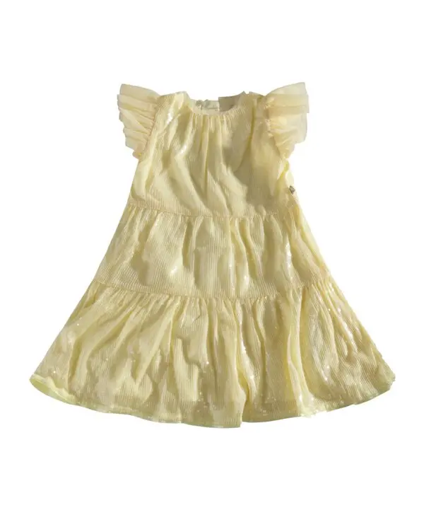 BILLIEBLUSH Sequiin Embellished Cape Sleeved Flared Dress - Yellow