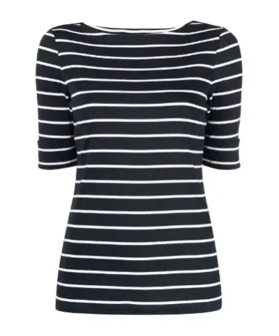 Ralph Lauren Judy Striped Knit Top - Black