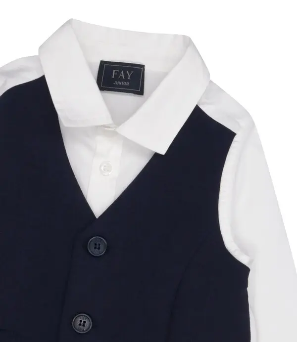 FAY Long-sleeved Spliced Shirt With Lapels