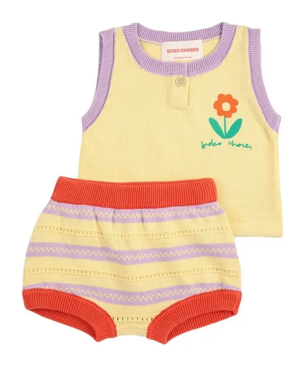 BOBO CHOSES Floral Knit Set - Yellow