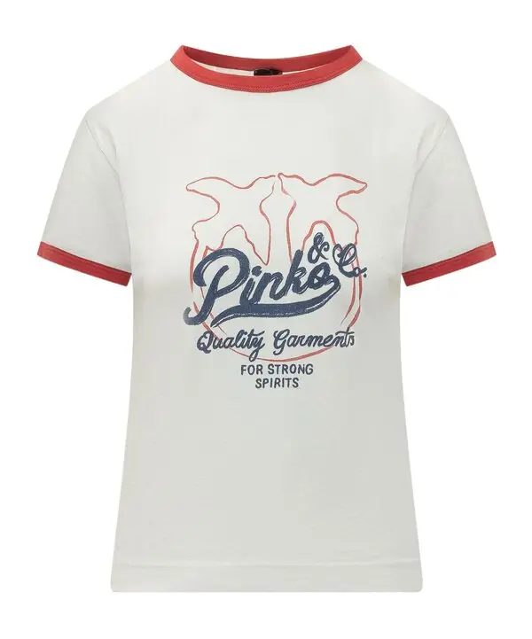 Pinko Contrast Trim Logo T-shirt - White