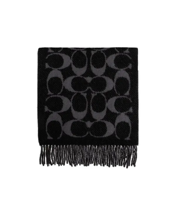 COACH Jacquard Fringed Scarf