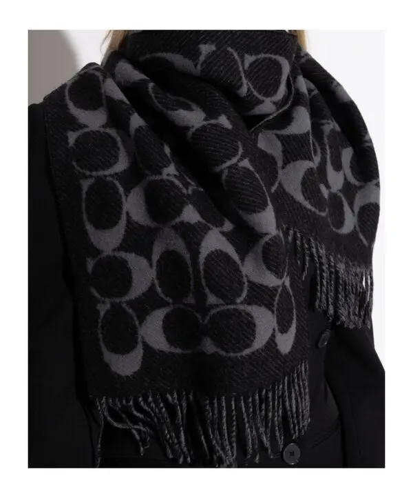 COACH Jacquard Fringed Scarf