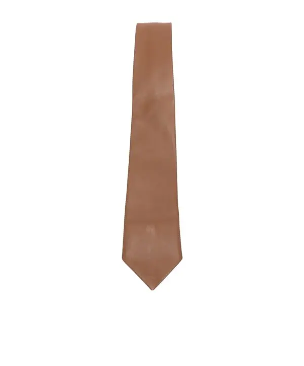 SUNFLOWER Pointed Leather Tie - Brown