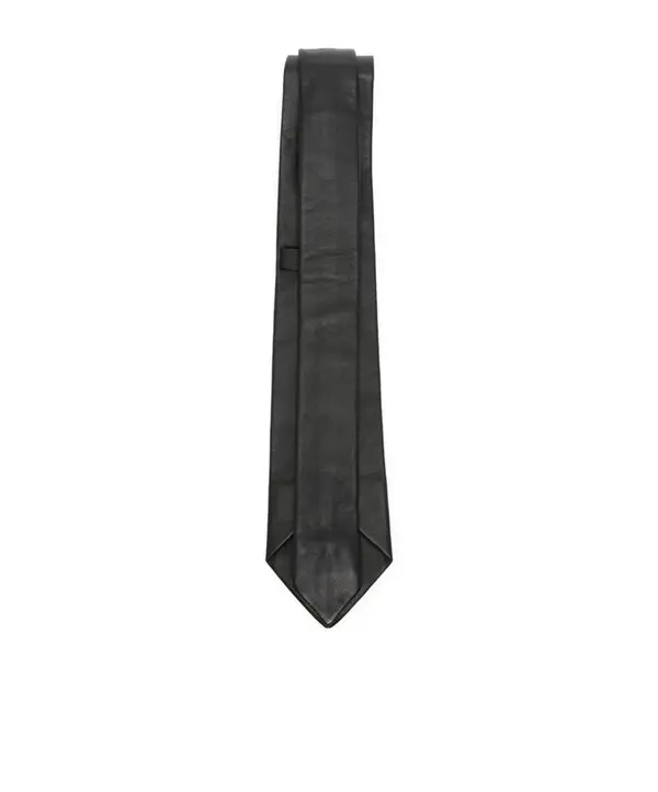 SUNFLOWER Pointed Leather Cravat - Black