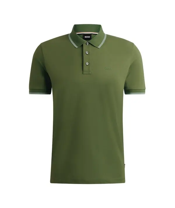 Hugo Boss Logo-rubberised Cotton Polo Shirt - Green