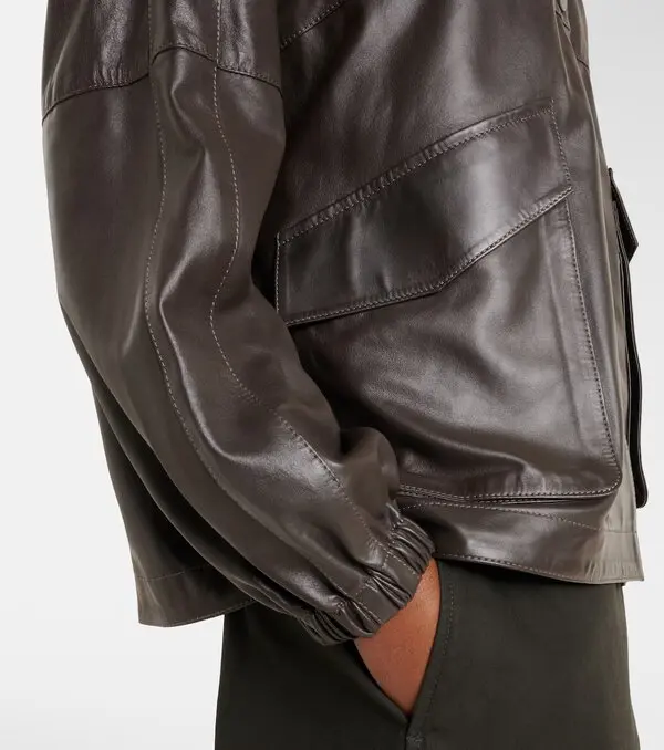 Nour Hammour Leather Anorak Jacket - Brown