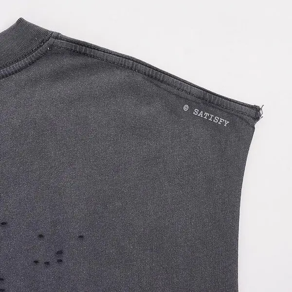 Satisfy Sleeveless T-shirt With Distressed Details - Black
