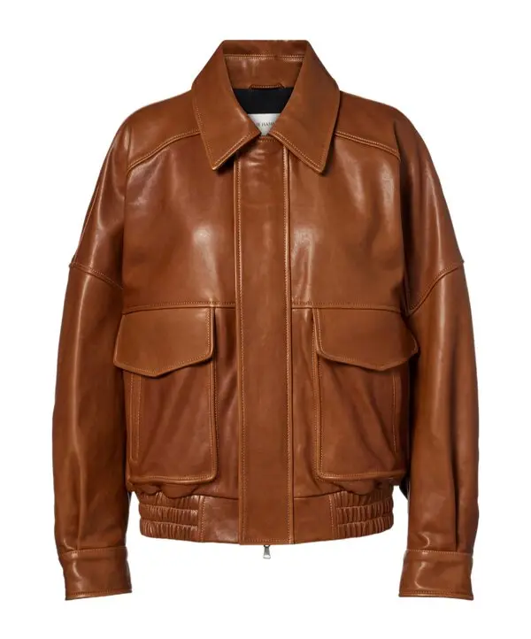 Nour Hammour Runa Leather Bomber Jacket