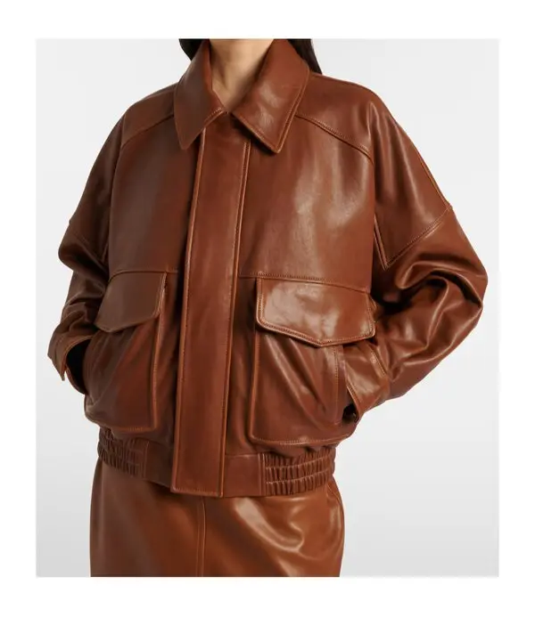 Nour Hammour Runa Leather Bomber Jacket