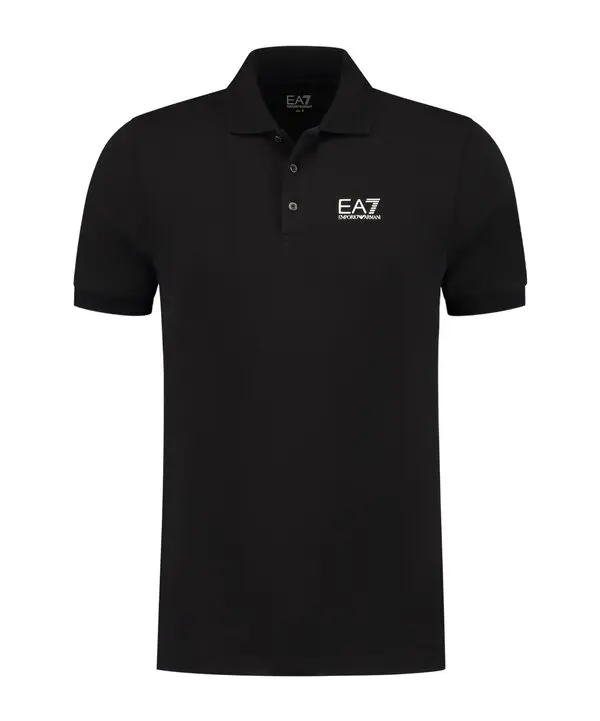 EA7 Logo Printed Polo Shirt - Black