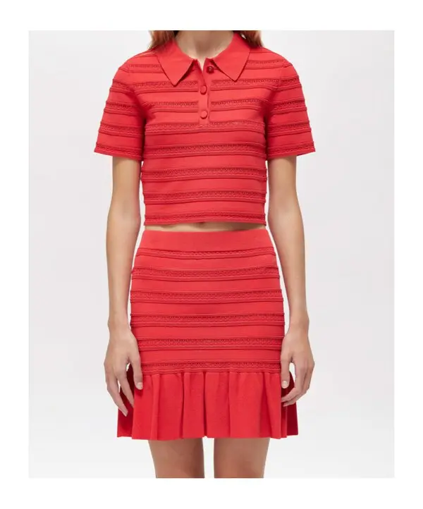 BLUGIRL Crochet-detail Polo Top