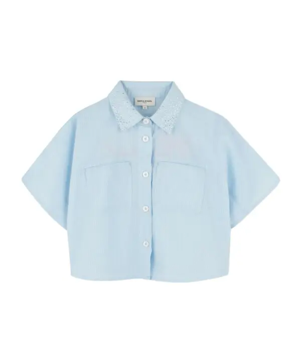 Sonia Rykiel Paris Logo-embroidery Short-sleeved Shirt - Light Blue