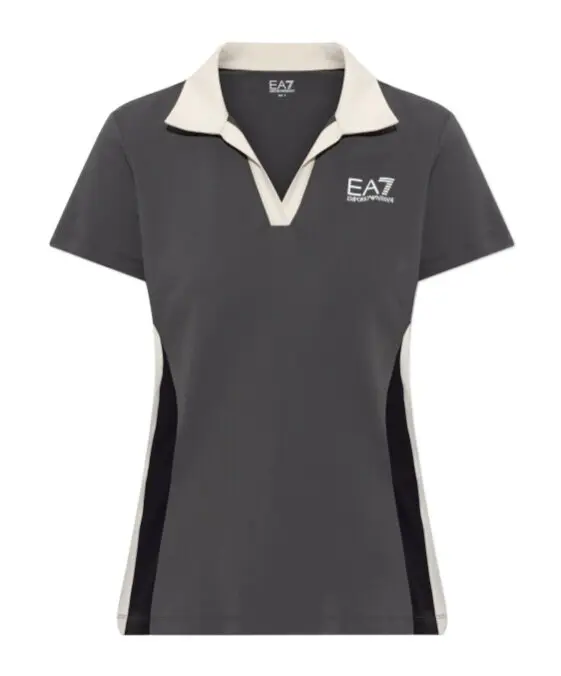 EA7 Contrast Trim Polo Top - Black