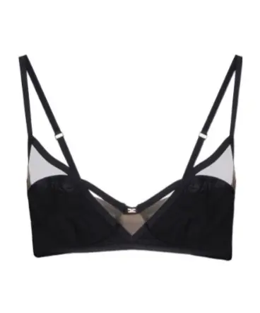 Elisabetta Franchi Stretch Organza Bra With Logo Detail - Black