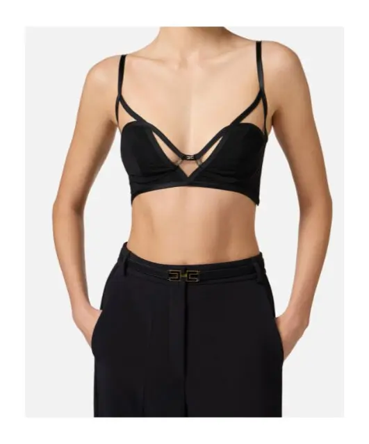 Elisabetta Franchi Stretch Organza Bra With Logo Detail