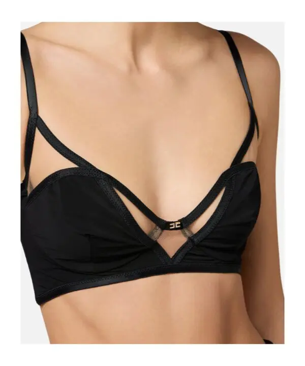 Elisabetta Franchi Stretch Organza Bra With Logo Detail
