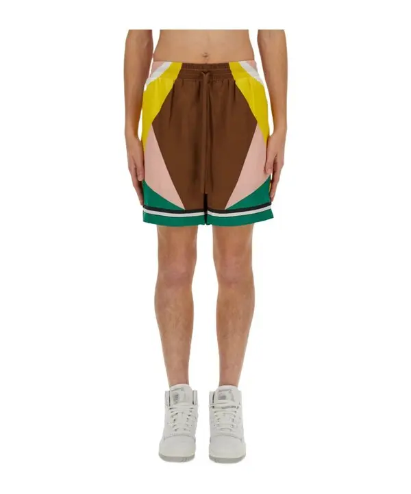 Casablanca Drawstring Shorts With Pocket Trim - Brown