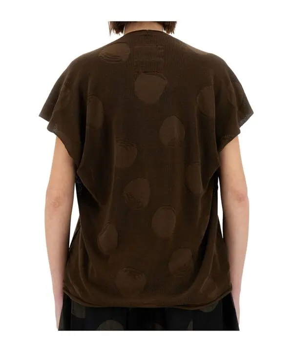 UMA WANG Polka Dot Detailed Crewneck Knitted Top