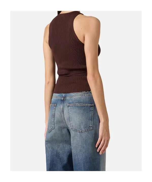 Iceberg Lace-up Ribbed-knit Tank Top