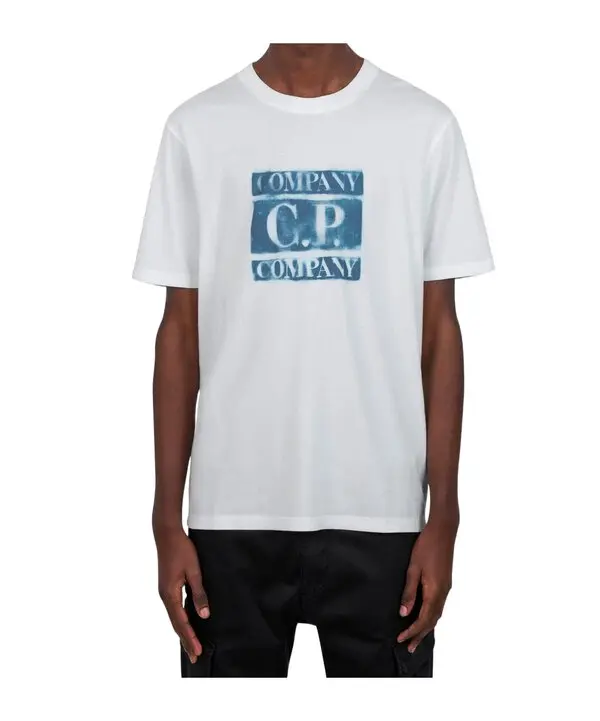 C.P. COMPANY T-shirt Logo Central À Manches Courtes - White