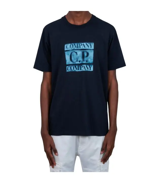 C.P. COMPANY T-shirt Logo Central À Manches Courtes - Black