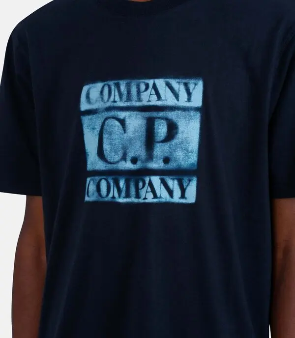 C.P. COMPANY T-shirt Logo Central À Manches Courtes - Black