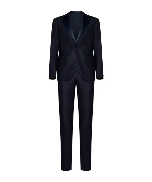 Tagliatore Satin Lapel Tuxedo Suit - Black