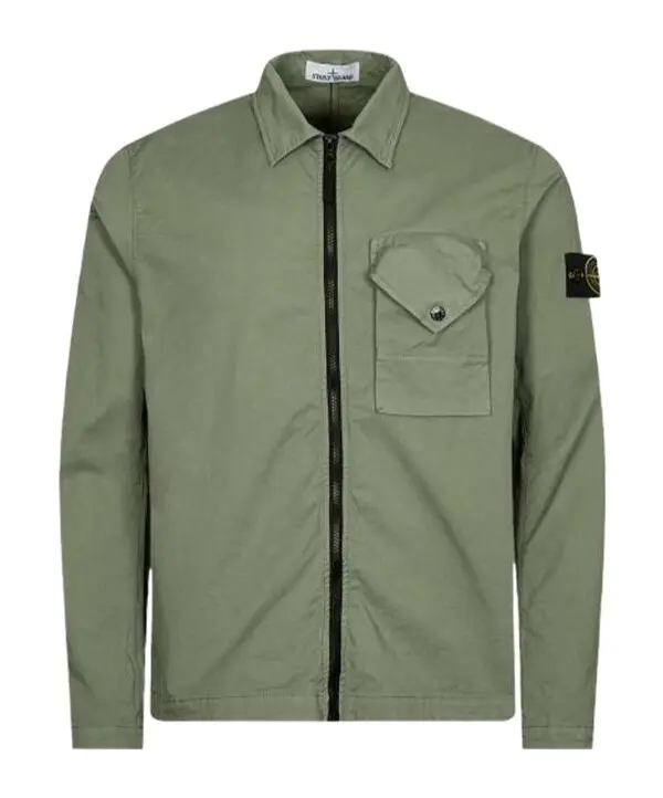 Stone Island Compass-patch Zip-up Shirt Jacket