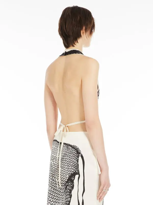 Sportmax Lightweight Satin Top With Mesh Print