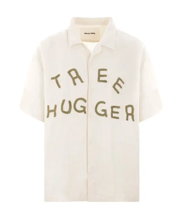 STORY MFG. Greetings Appliqué-lettering Shirt - White