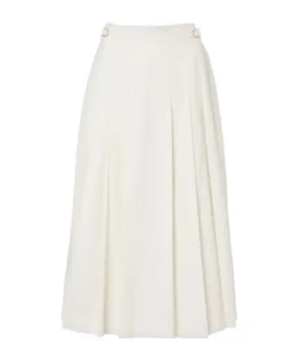 Gabriela Hearst Wesley Pleated Cotton Corduroy Midi Skirt - White