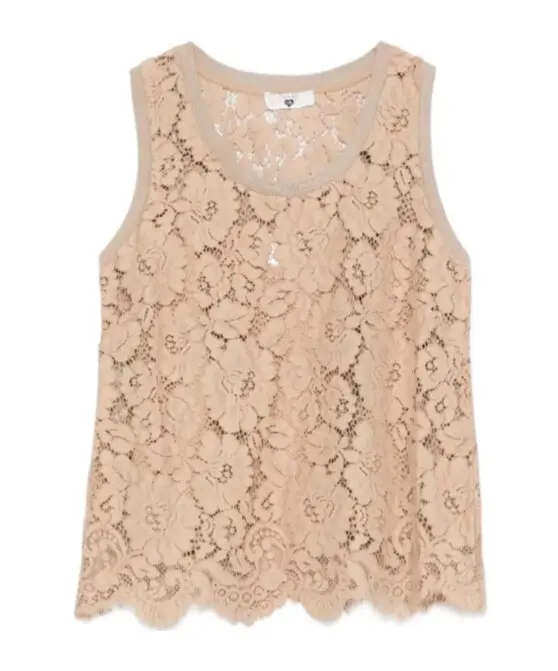 TWINSET Lace-detail Scalloped Top - Nude