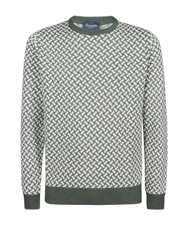 DRUMOHR Round Neck Inlaid Knitted Sweater - Gray
